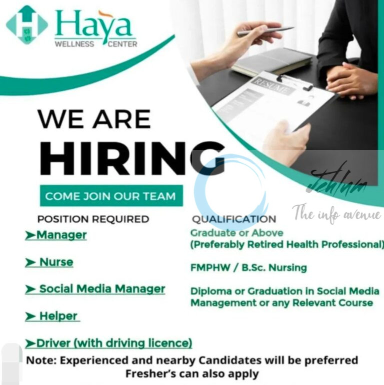 HAYA WELLNESS CENTER SRINAGAR JOB OPPORTUNITIES NOTICE 2025