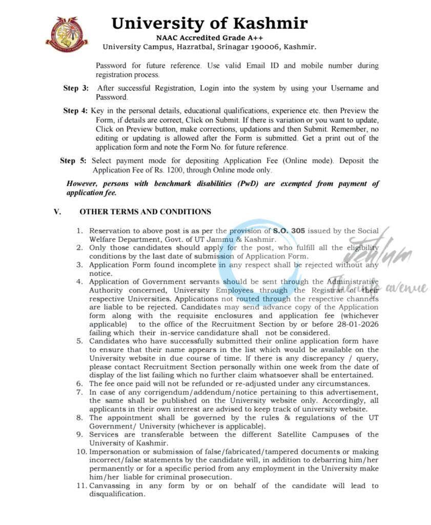 University Of Kashmir KU Srinagar Public Relations Officer PRO ...